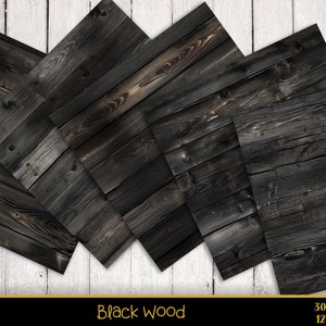Black Wood Textures Digital Paper, Seamless Rustic Wood Digital Paper ...