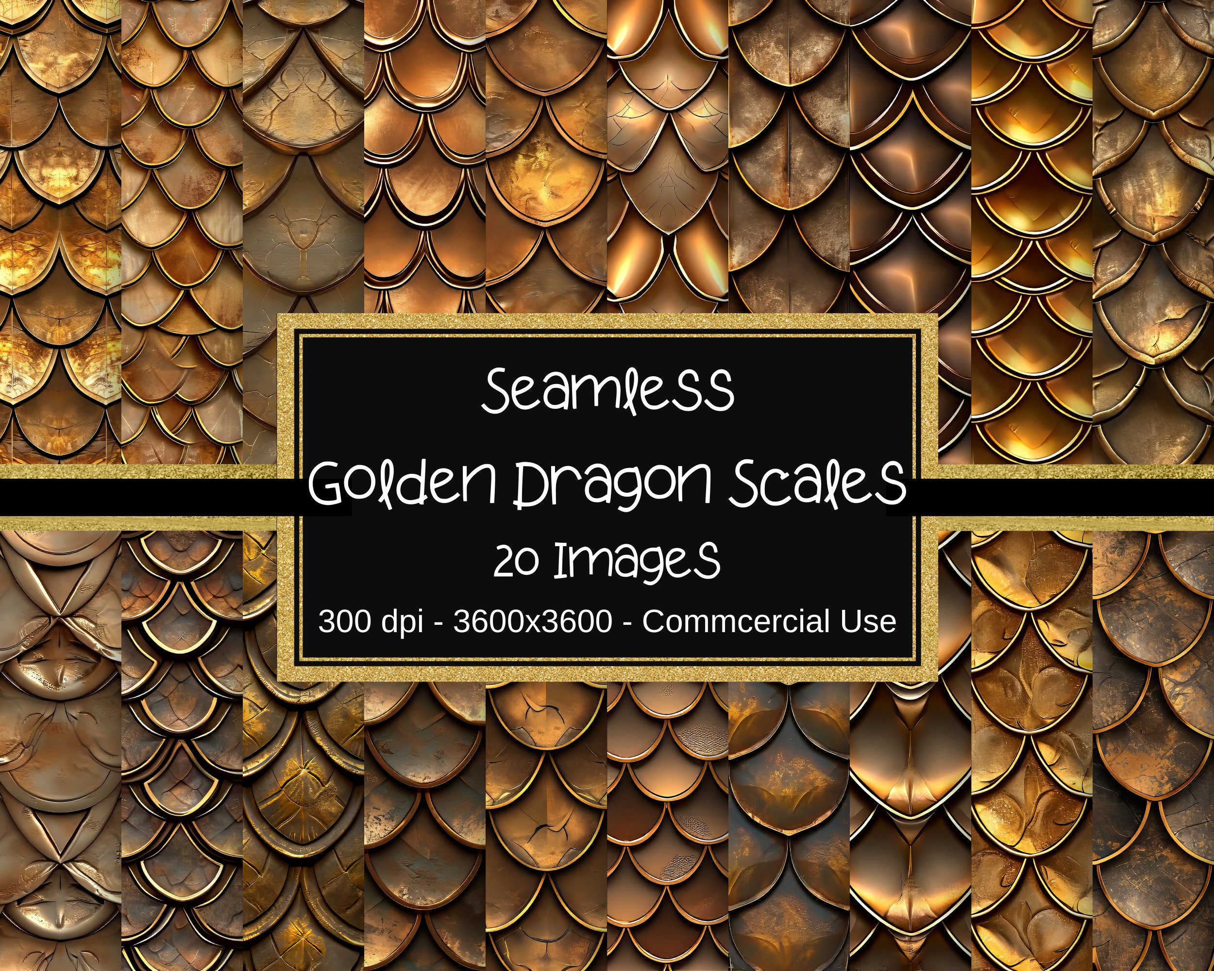 Dragon Scales Seamless Digital Paper, Golden Bronze Dragon Scales ...