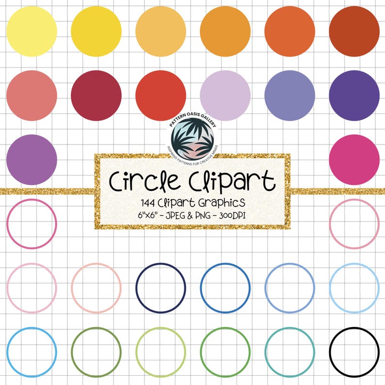 Circles Clipart Pack: Rainbow Colors, Round Geometric Clip Art Graphics ...