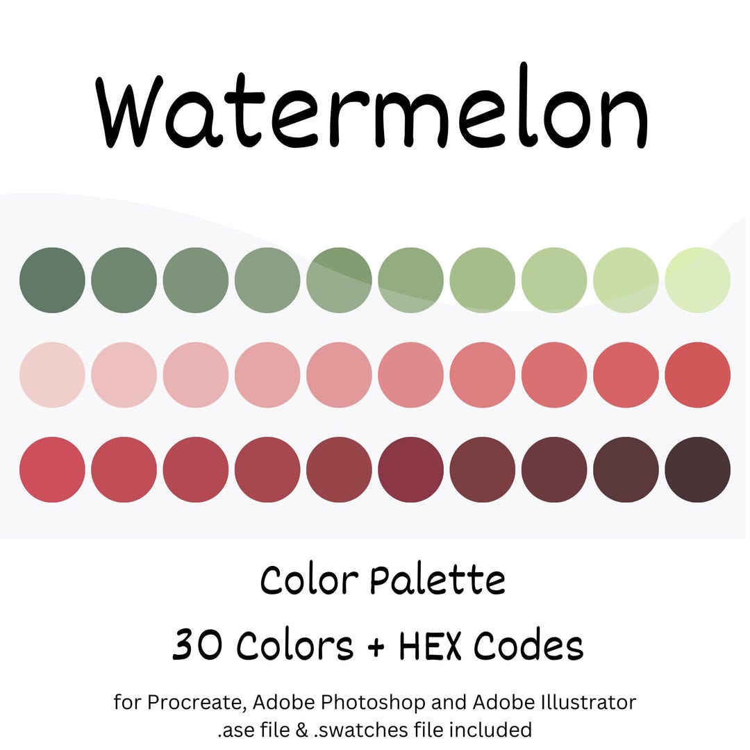 Watermelon Digital Color Palette, iPad Procreate, Adobe Photoshop ...