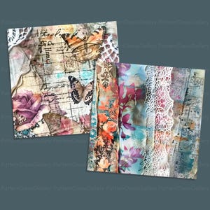 Boho Junk Journal Paper, Hippie Scrapbook Paper, Distressed Bohemian ...