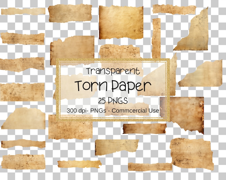 Torn Paper Clipart, 25 Transparent PNG Files,vintage Texture, Ripped ...