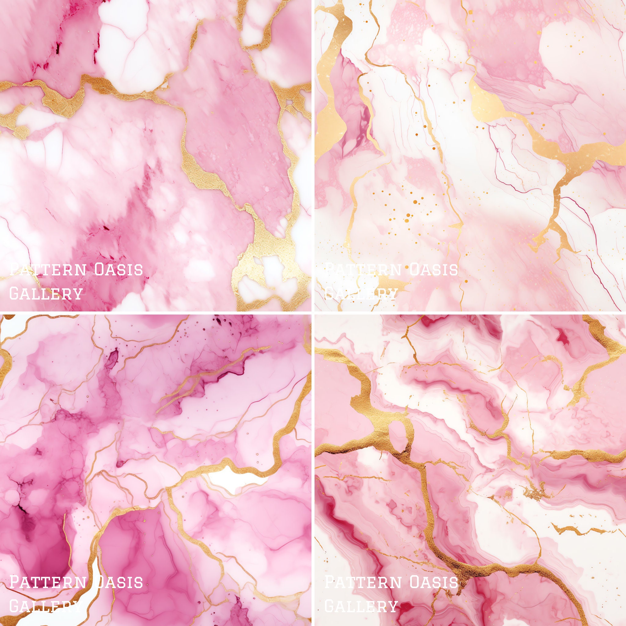Pink and Gold Marble Seamless Digital Paper, Pink Marble Textures With ...