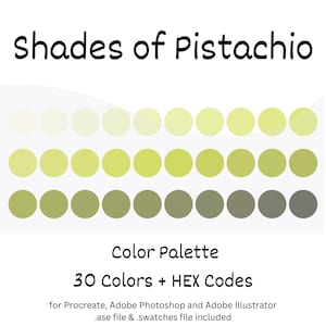 Shades of Pistachio Digital Color Palette, iPad Procreate, Adobe ...