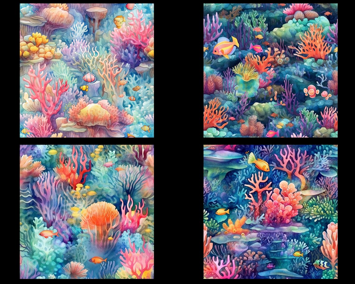 Underwater World Digital Paper, Under the Sea Background, Nature Ocean ...