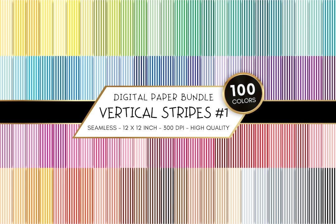 100 Colors Basic Stripes Digital Paper, Seamless Colorful Striped ...