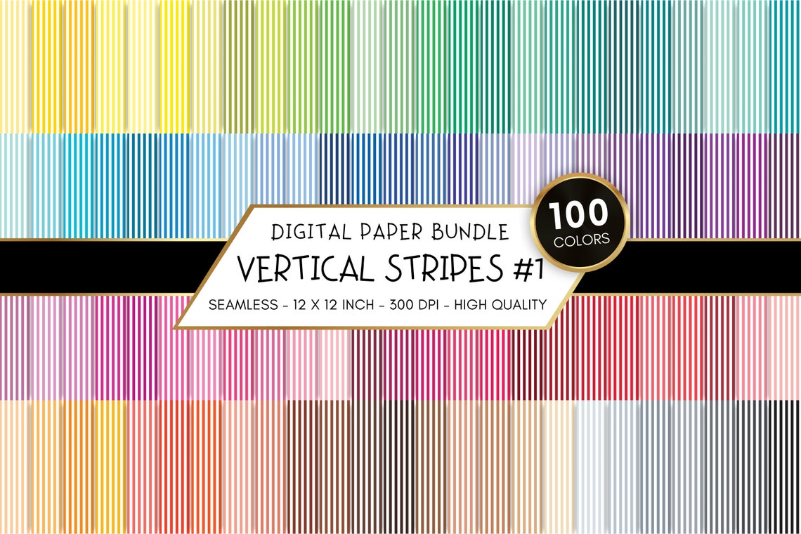 100 Colors Basic Stripes Digital Paper, Seamless Colorful Striped ...