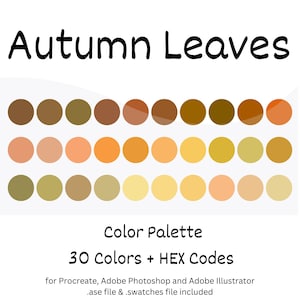 Autumn Leaves Digital Color Palette, iPad Procreate, Adobe Photoshop ...