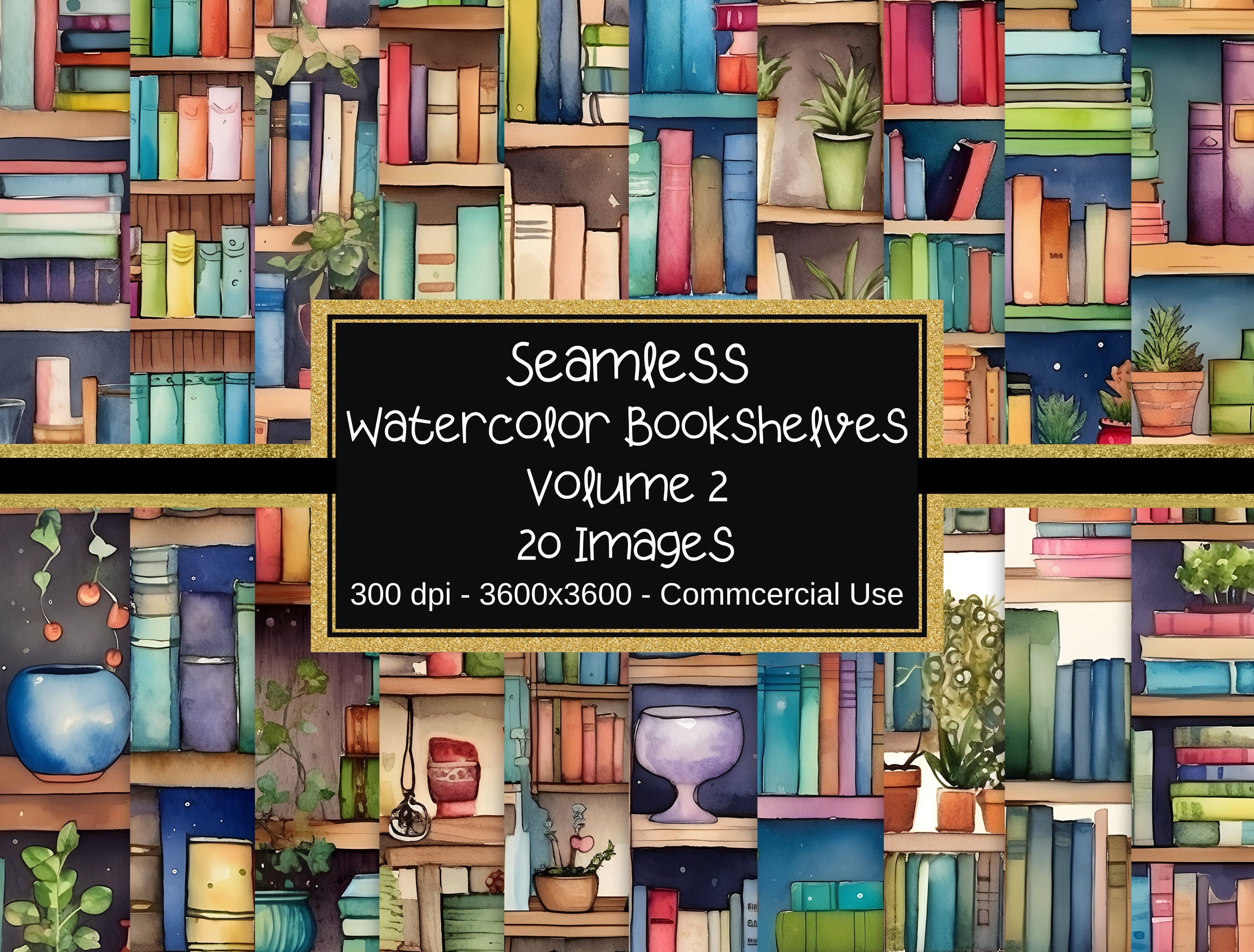 Bookshelf Digital Paper Pack Set of 20 High-quality, Instant Download ...