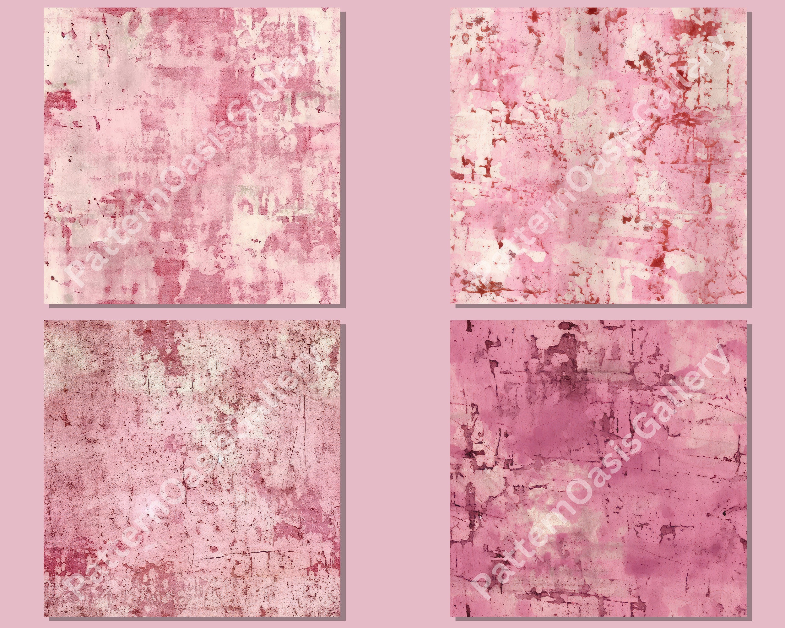Seamless Grungy Shades of Pink, Digital Paper, Distressed Textures ...