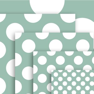 Foggy Green Polka Dot Seamless Digital Paper, 12"x12", 16 Papers, Small ...