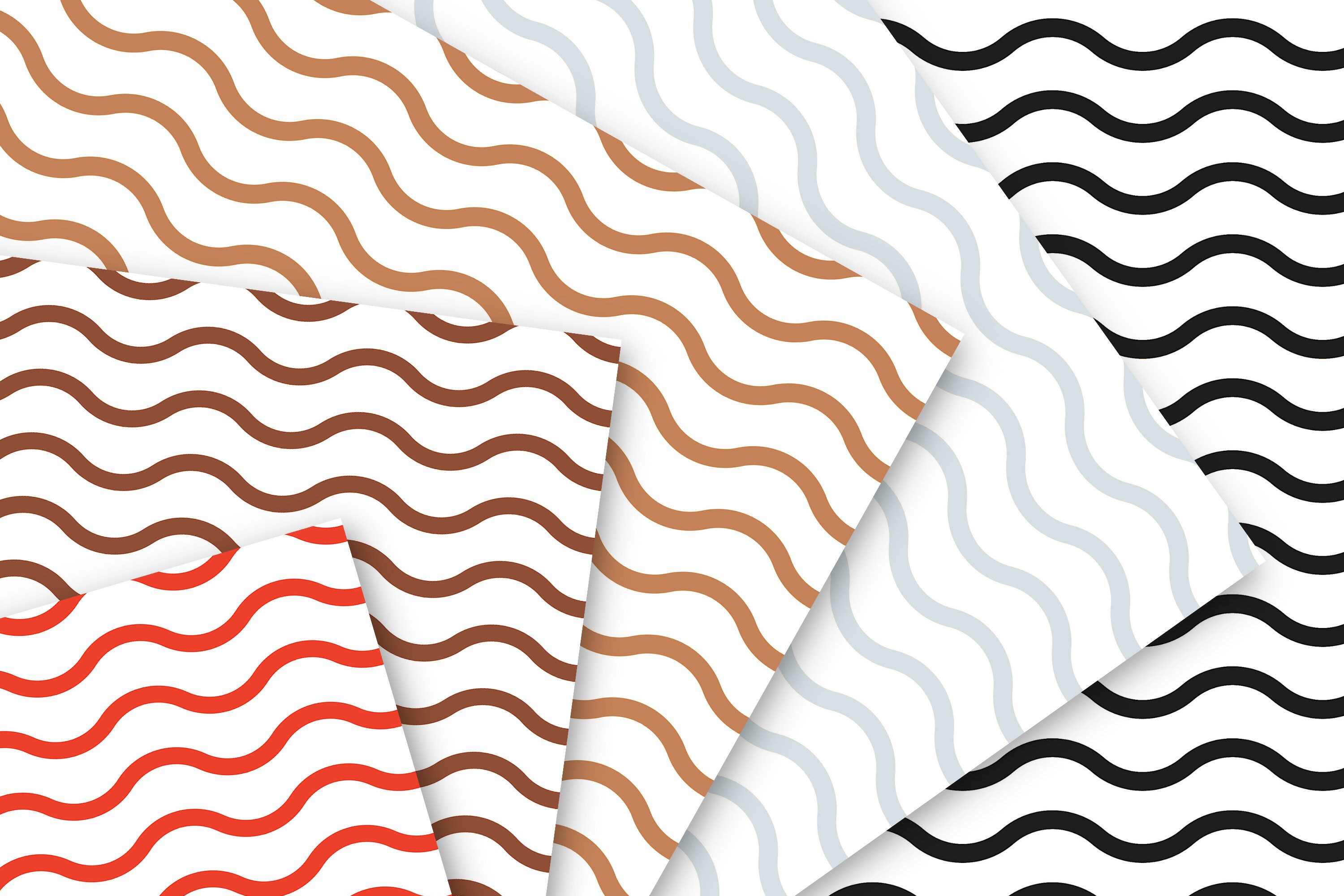 100 Waves Digital Paper Pack, 100 Rainbow Colors, Wavy Chevron, Wave ...