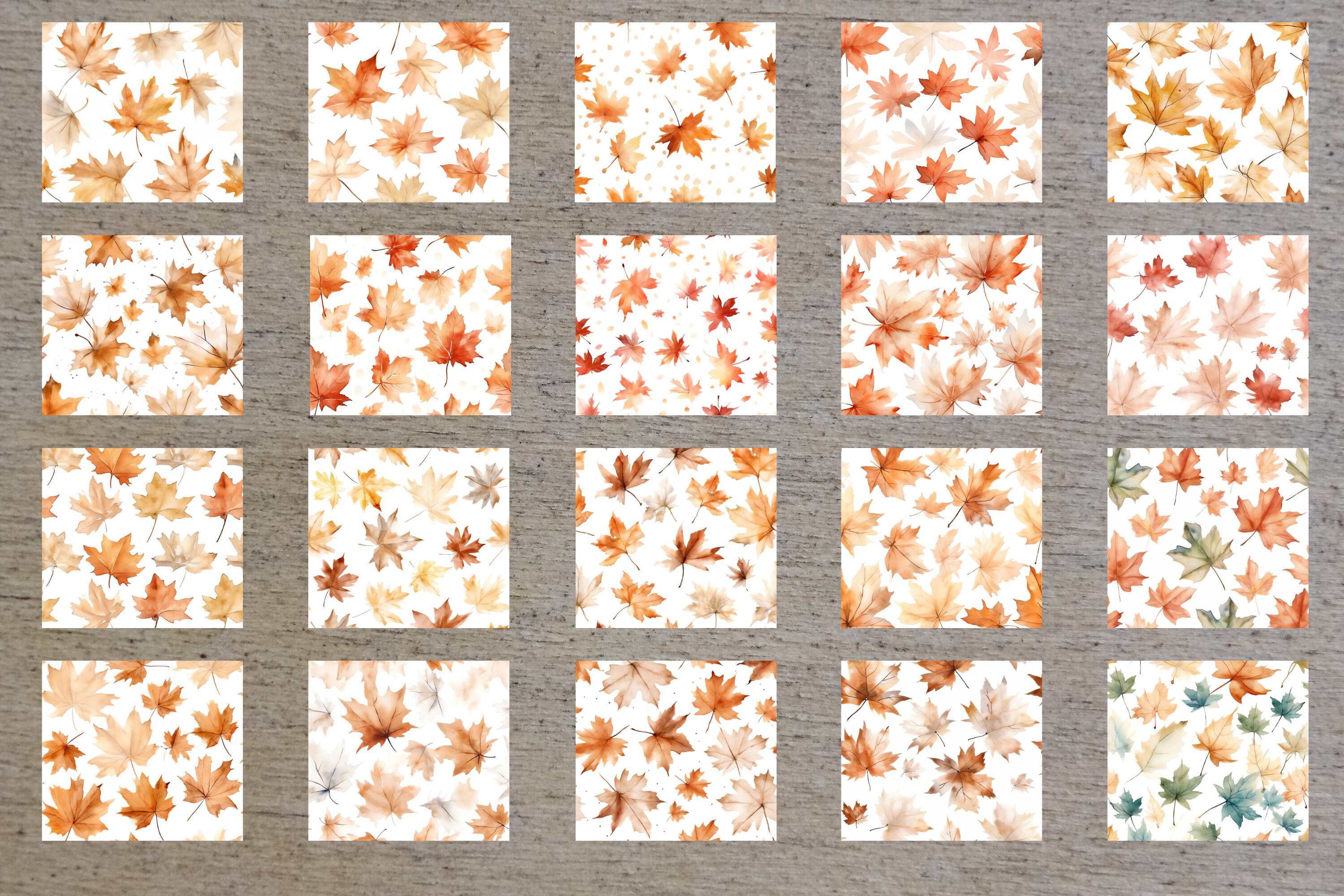 Maple Leaves Digital Paper Leaf Background, Scrapbook Paper Pack ...