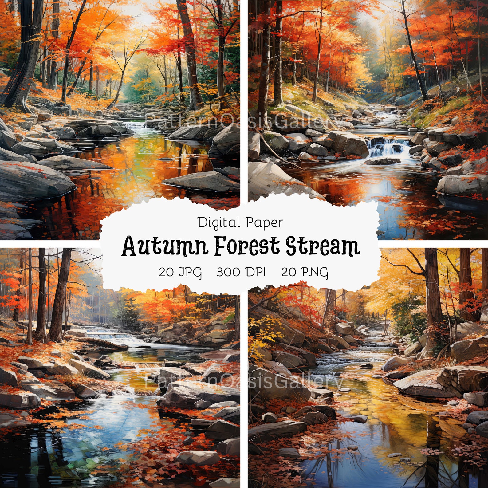 Watercolor Autumn Forest Stream Clipart, 20 High Quality Images, Autumn ...