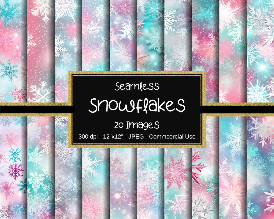 Watercolor Snowflakes Papers, Pink & Turquoise Digital Snowflakes Paper ...