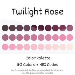 Twilight Rose Digital Color Palette, iPad Procreate, Adobe Photoshop ...