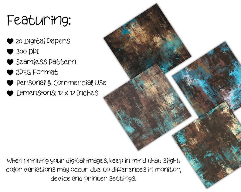 Grungy Texture Digital Paper Pack, Seamless Distressed Painted Canvas ...