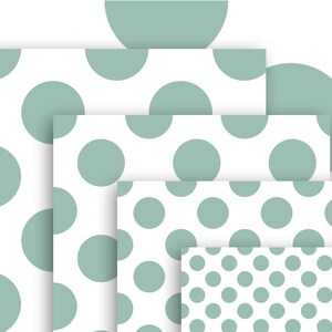 Foggy Green Polka Dot Seamless Digital Paper, 12"x12", 16 Papers, Small ...