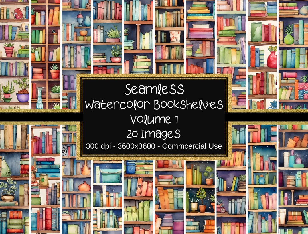 Bookshelf Digital Paper Pack - Set of 20 High-quality, Instant Download ...