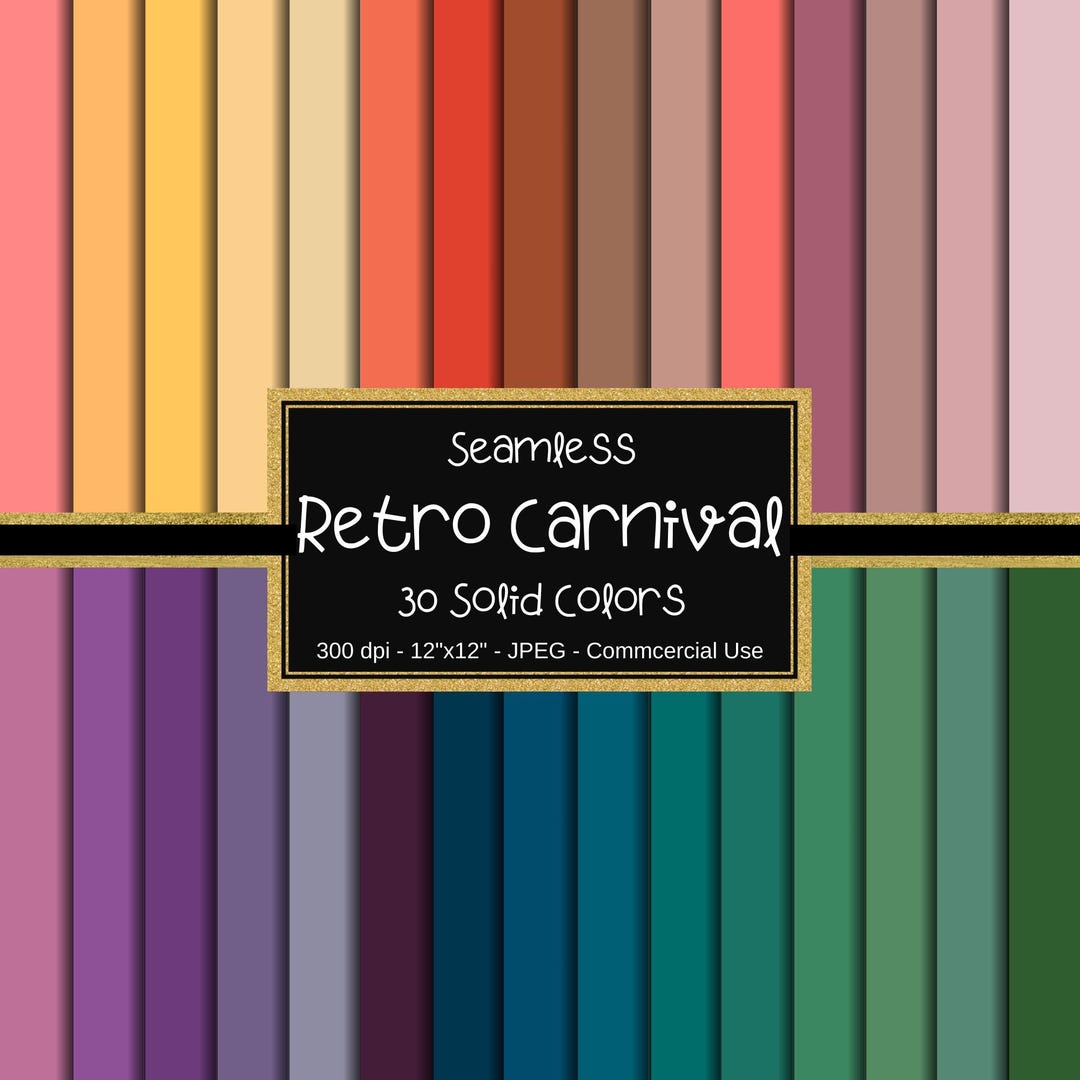 Retro Carnival Solid Color Digital Paper Pack, Solid Background, Base ...
