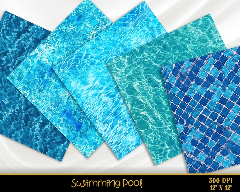 Swimming Pool Seamless Digital Paper, 20 Designs, 12"x12", Scrapbooking ...