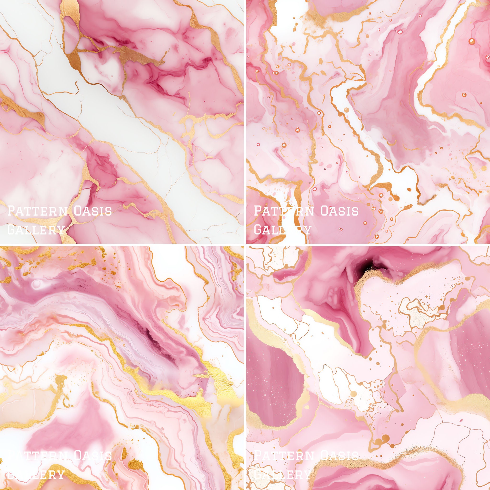 Pink and Gold Marble Seamless Digital Paper, Pink Marble Textures With ...