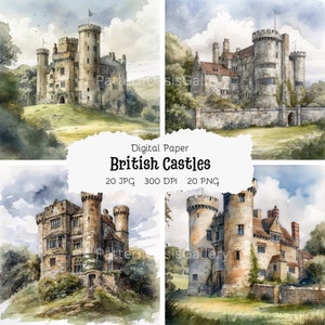 20 British Castles Clipart, Medieval Clipart, Castle Landscape ...