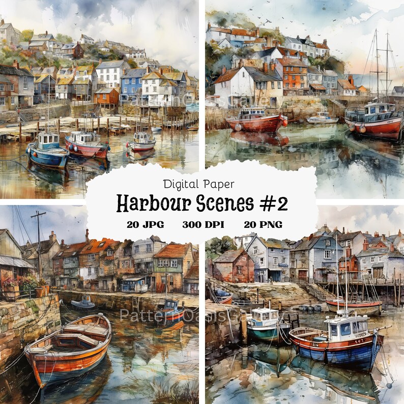 20 Harbour Scenes Clipart, Harbour Images, 20 High Quality Designs, JPG ...