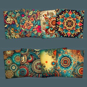 Bohemian Digital Paper, Boho Background, Painted Paper, Boho Ephemera ...