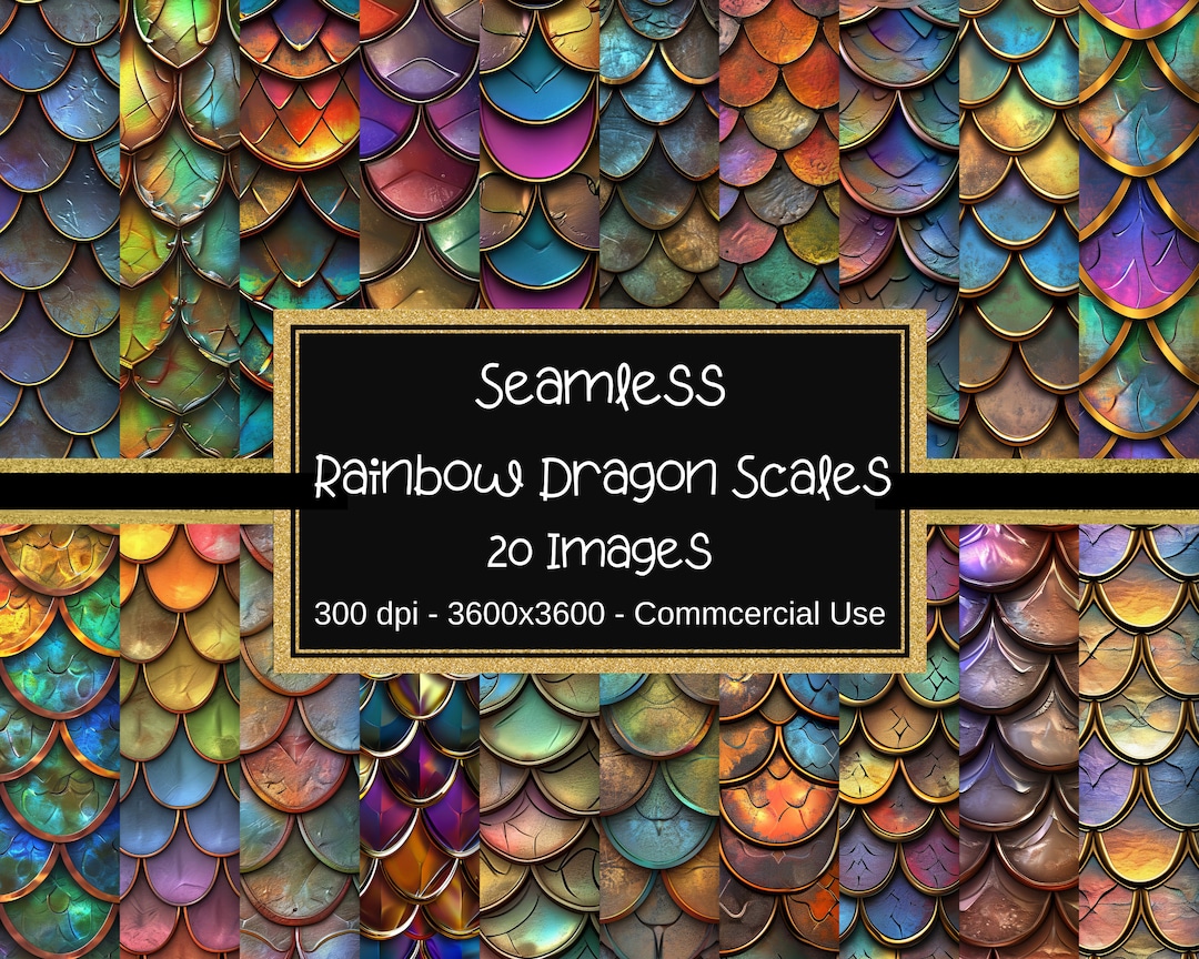 Dragon Scales Seamless Digital Paper, Rainbow Bronze Dragon Scales ...