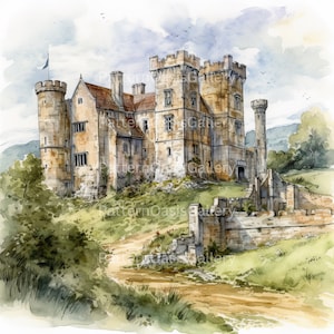 20 British Castles Clipart, Medieval Clipart, Castle Landscape ...