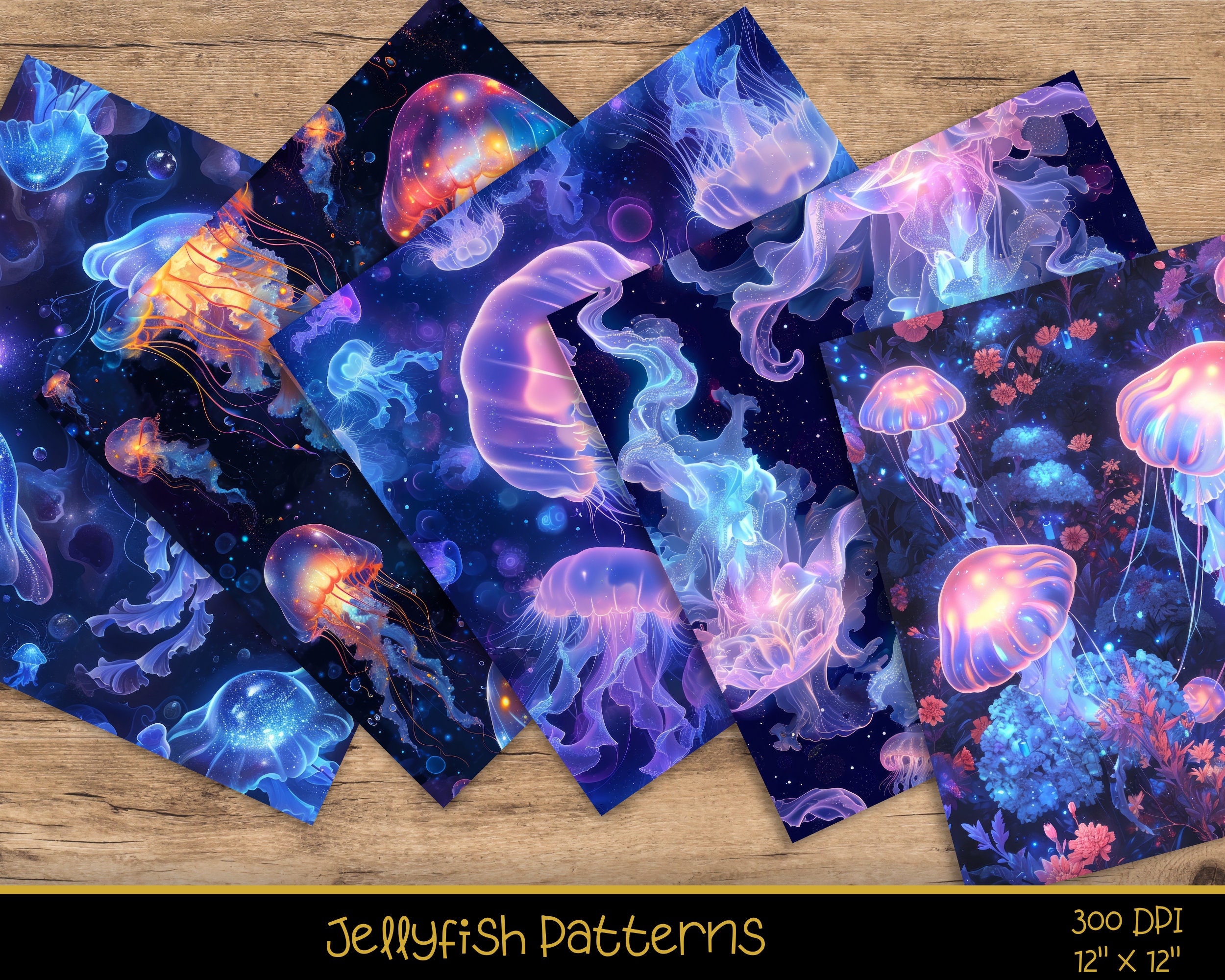 Jellyfish Seamless Digital Paper, Seamless Pattern, 20 Designs, Digital ...