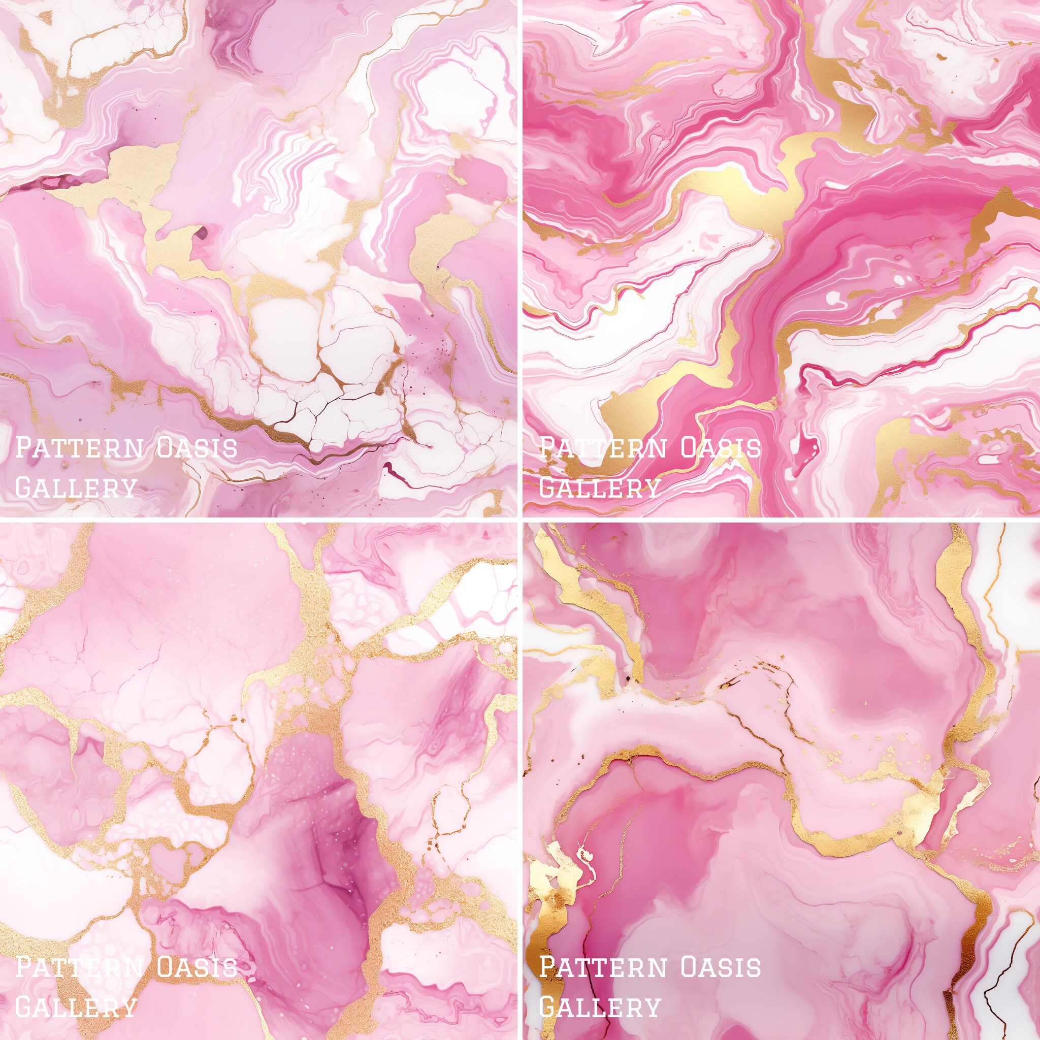 Pink and Gold Marble Seamless Digital Paper, Pink Marble Textures With ...