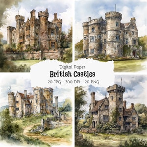 20 British Castles Clipart, Medieval Clipart, Castle Landscape ...