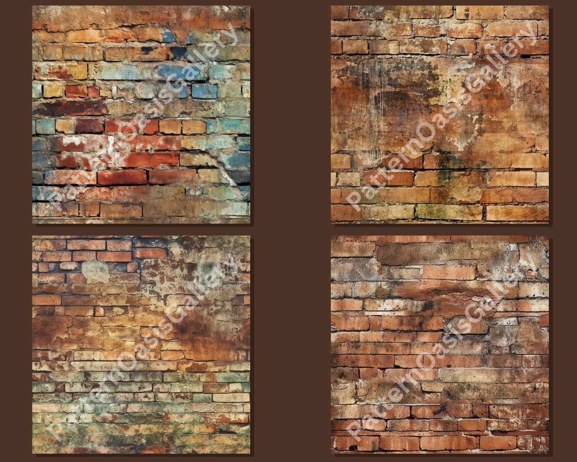 Aged Brick Wall Background, Digital Paper, Distressed Textures, Old ...