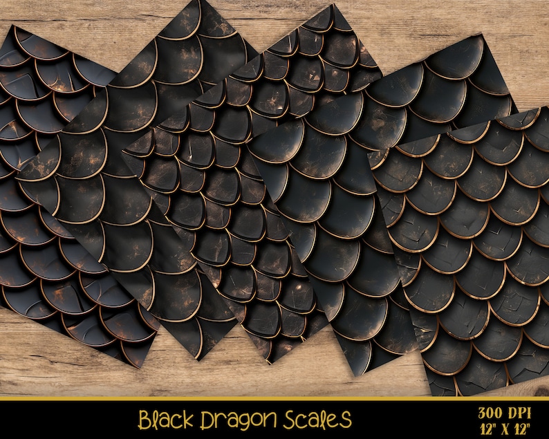 Dragon Scales Seamless Digital Paper, Black Bronze Dragon Scales ...