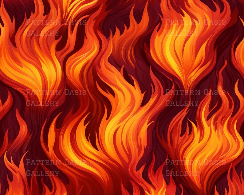 Fire Flames Seamless Digital Paper, Scrapbooking Designs (digital ...