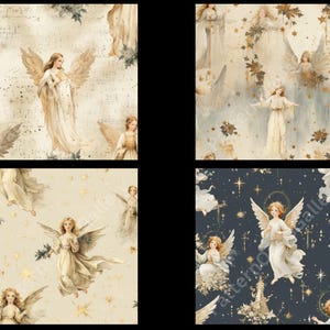 Angels and Stars Vintage Digital Paper Pack - Set of 20, Instant ...