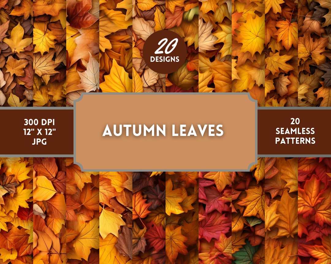 Autumn Leaves Digital Paper Leaf Background, Scrapbook Paper Pack ...