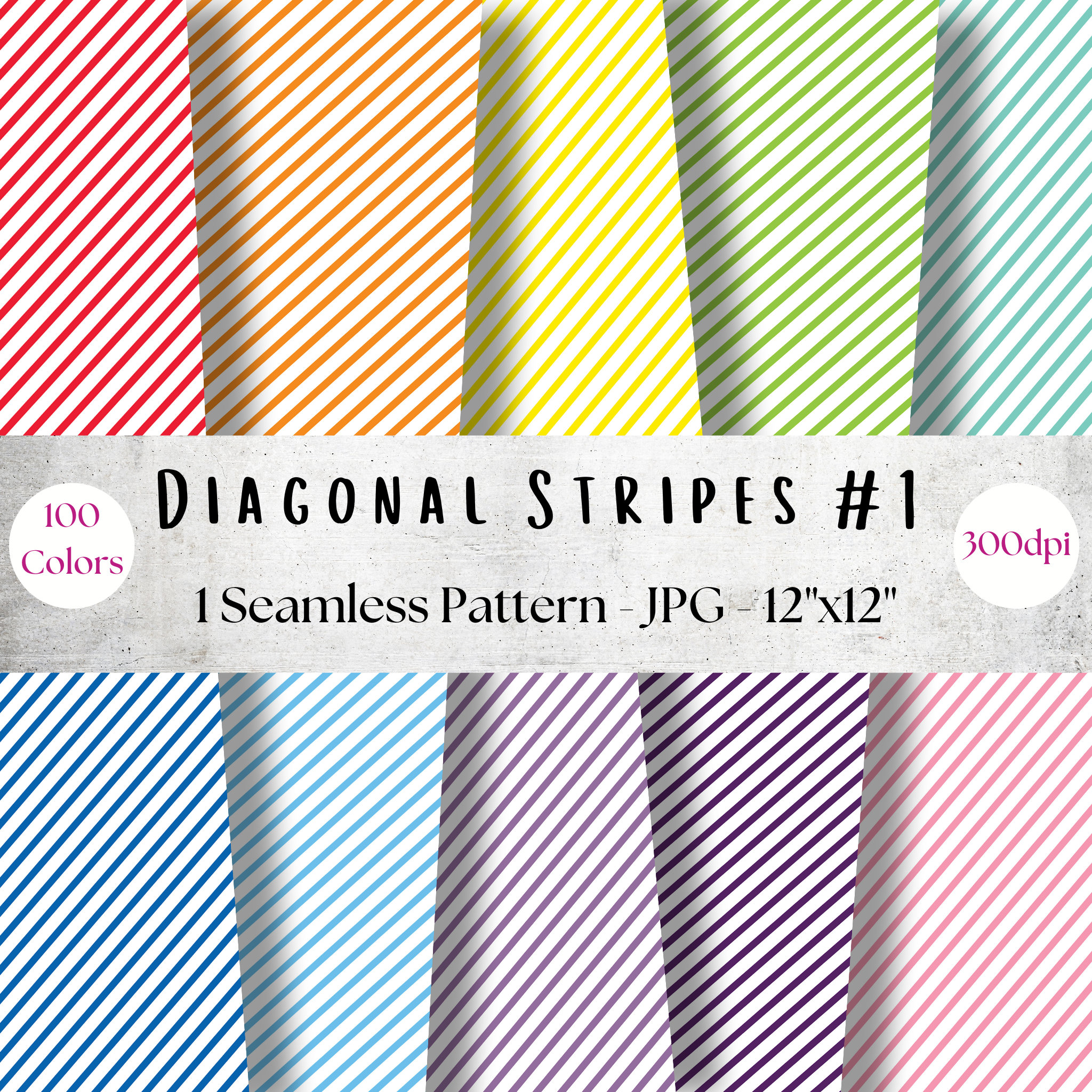 100 Colors Seamless Diagonal Stripes, Diagonal Stripes 1, 45 Degrees ...