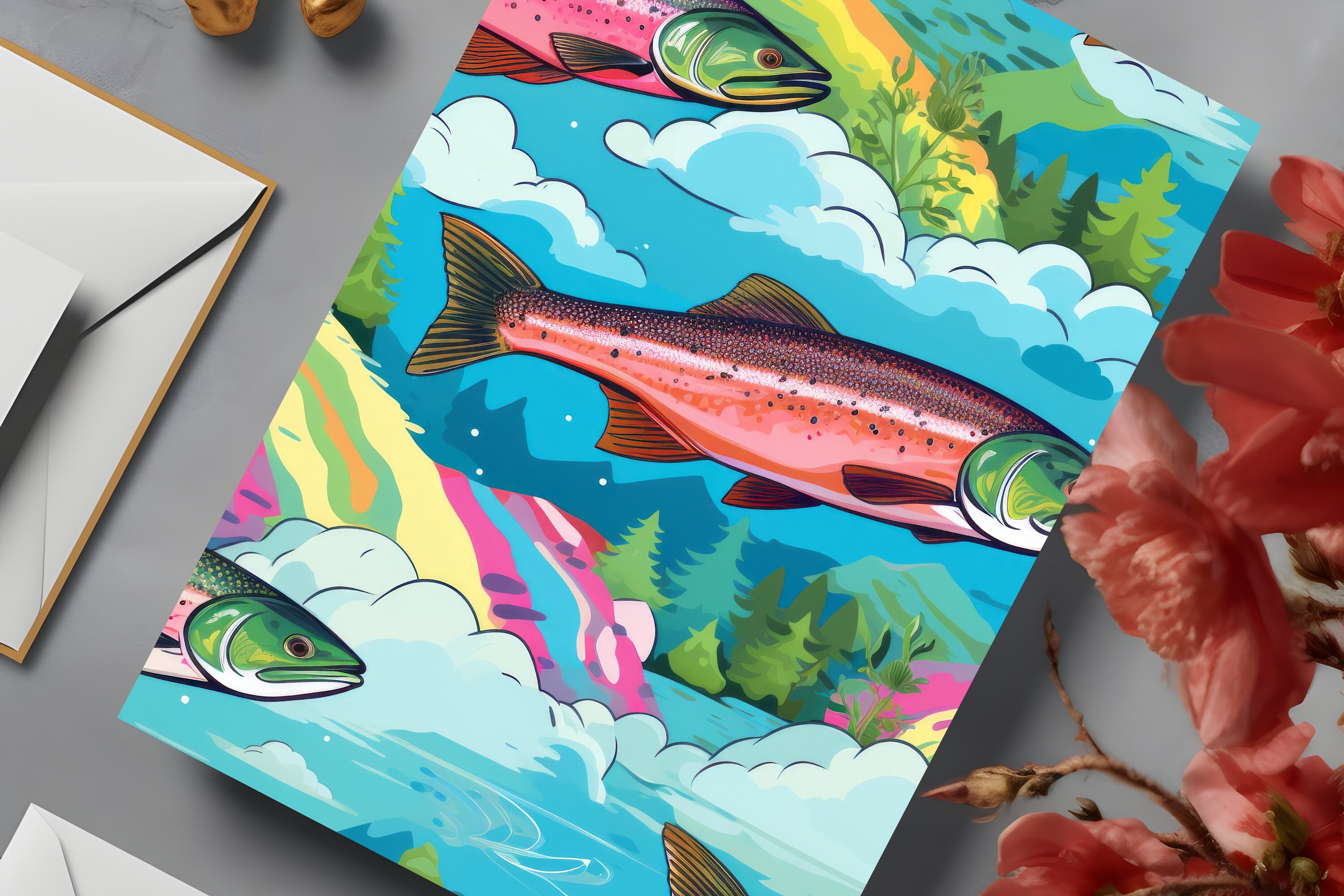 Trout Fishing Digital Paper Pack - Set of 20 High-quality, Instant ...