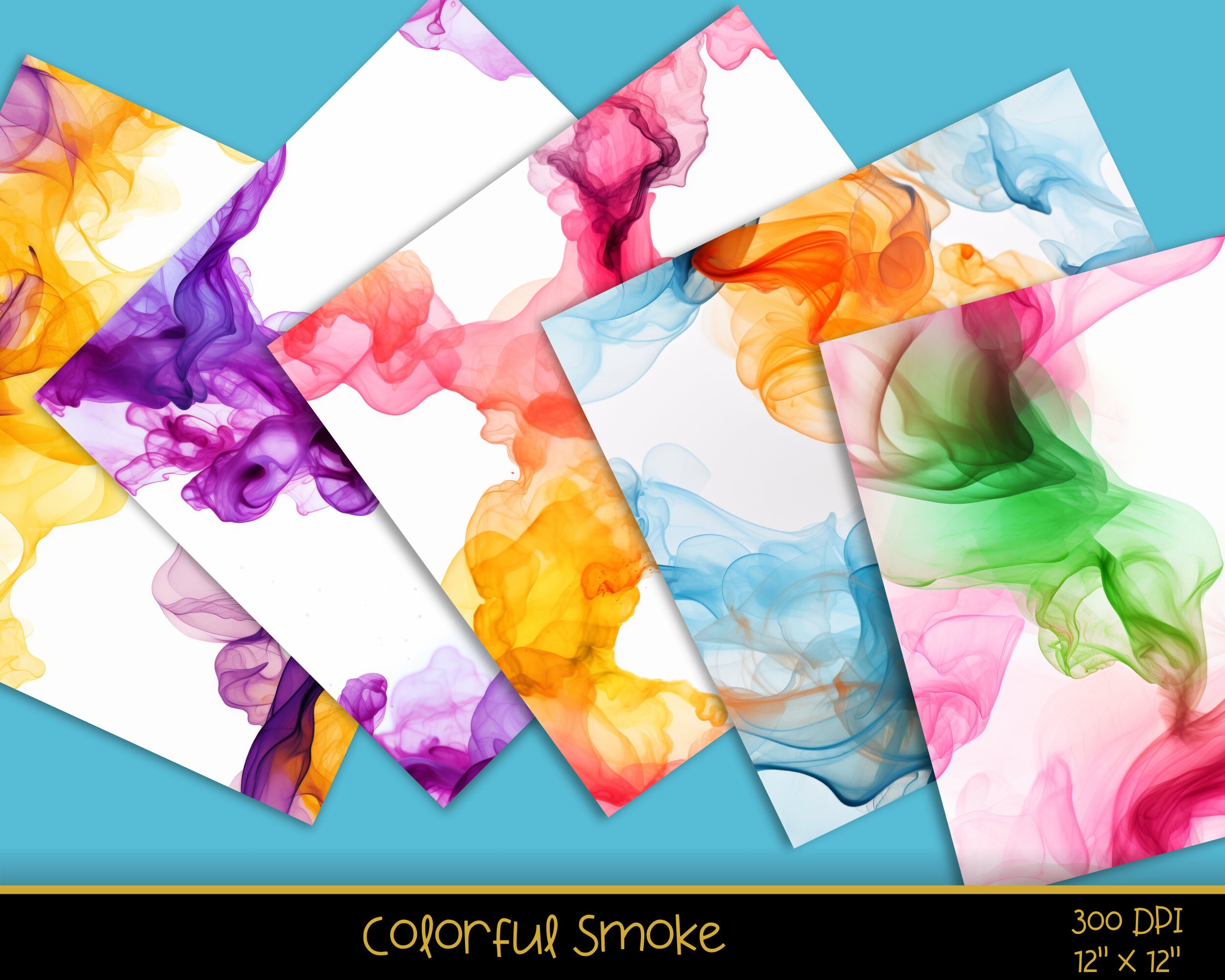 Colorful Smoke Seamless Digital Paper, Smoke Textures, Smoky Digital ...