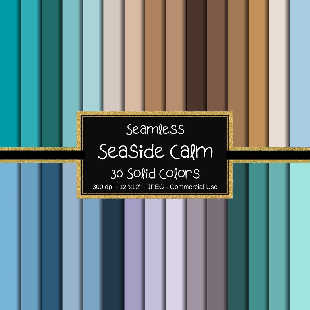 Seaside Calm Digital Paper Pack, Base Digital Paper, Printable Solid ...