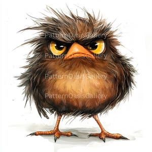 20 Grumpy Birds Clipart, Cute Fluffy Birds, Digital Clipart, Watercolor ...