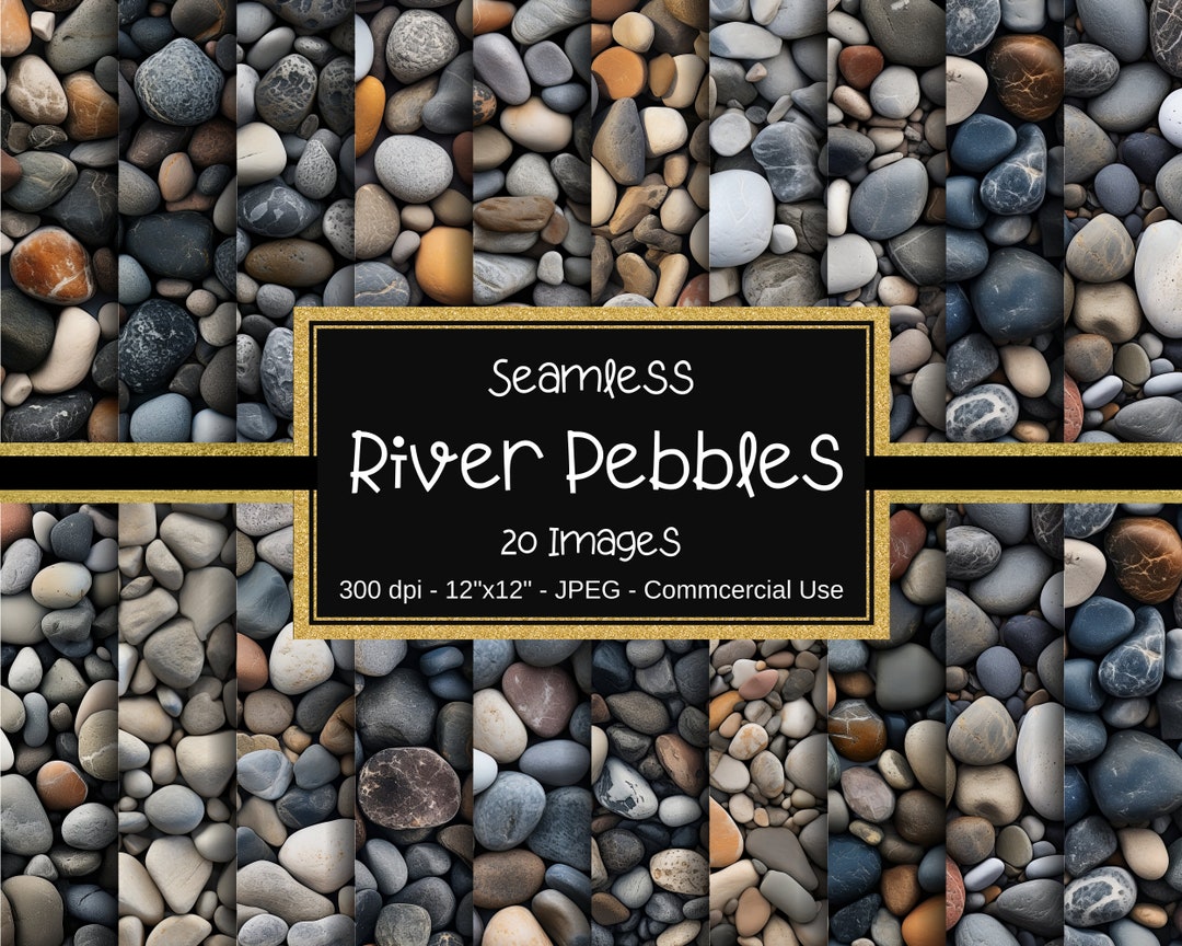 River Rocks Seamless Digital Paper, River Rocks Pattern, Pebbles ...