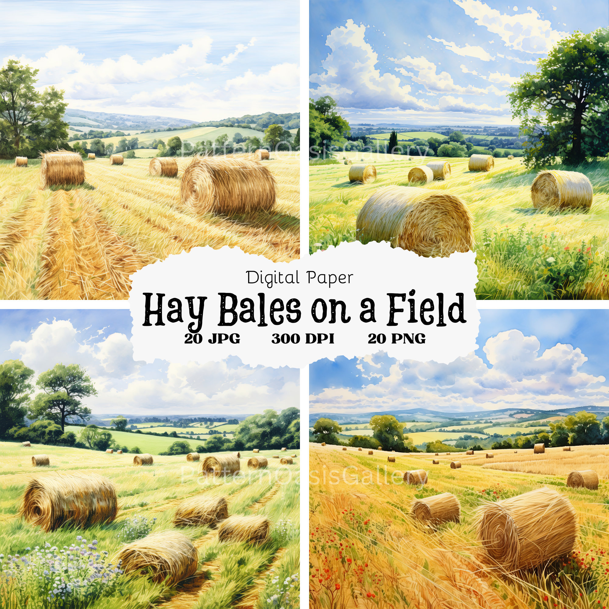 20 Summer Hay Bales Images, Hay Bales Clipart, Summer Landscape ...