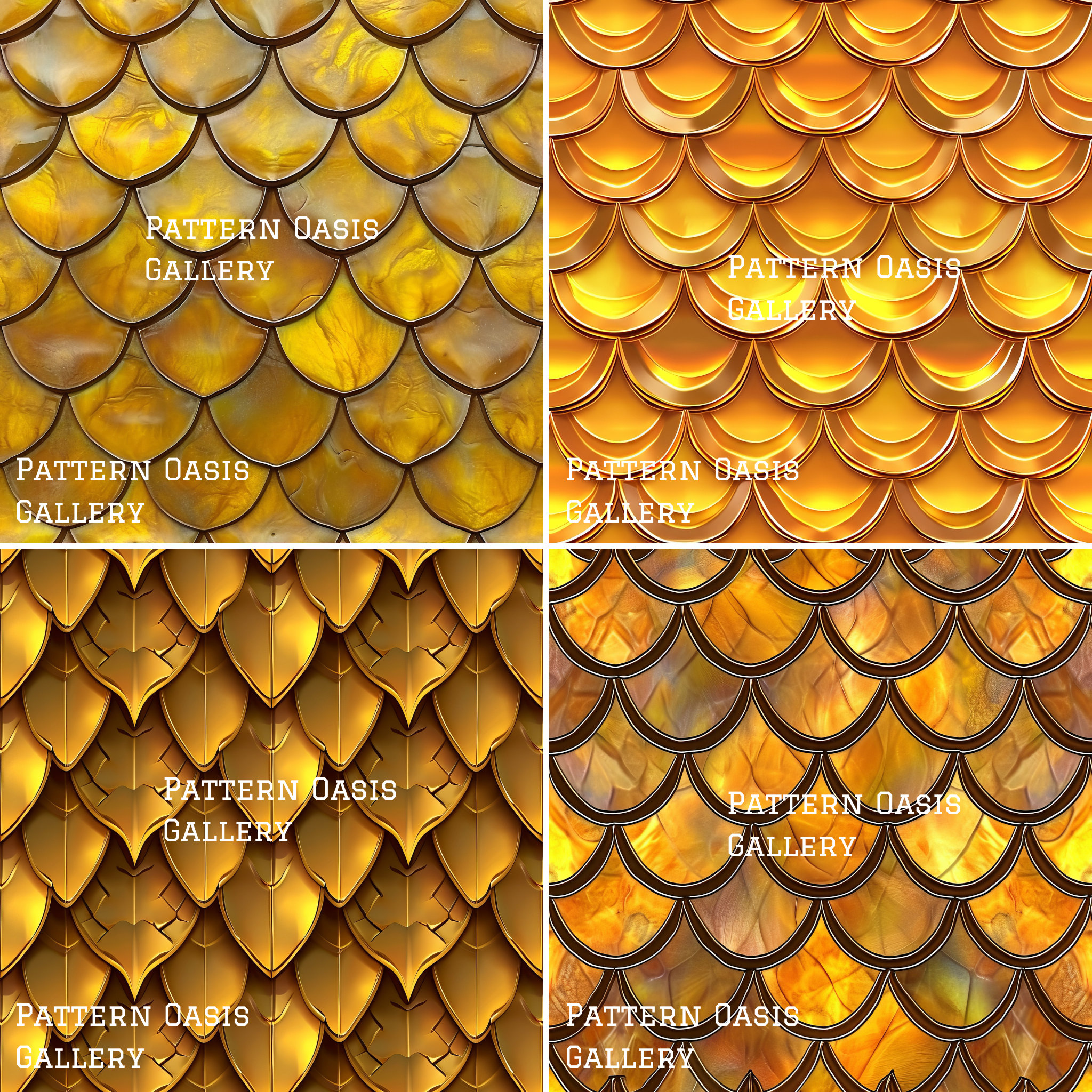Dragon Scales Seamless Digital Paper, Yellow Bronze Dragon Scales ...