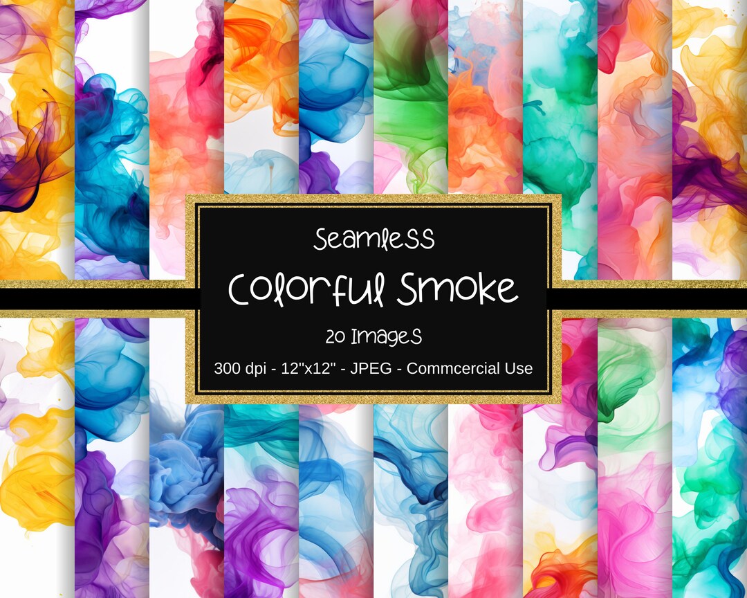 Colorful Smoke Seamless Digital Paper, Smoke Textures, Smoky Digital ...