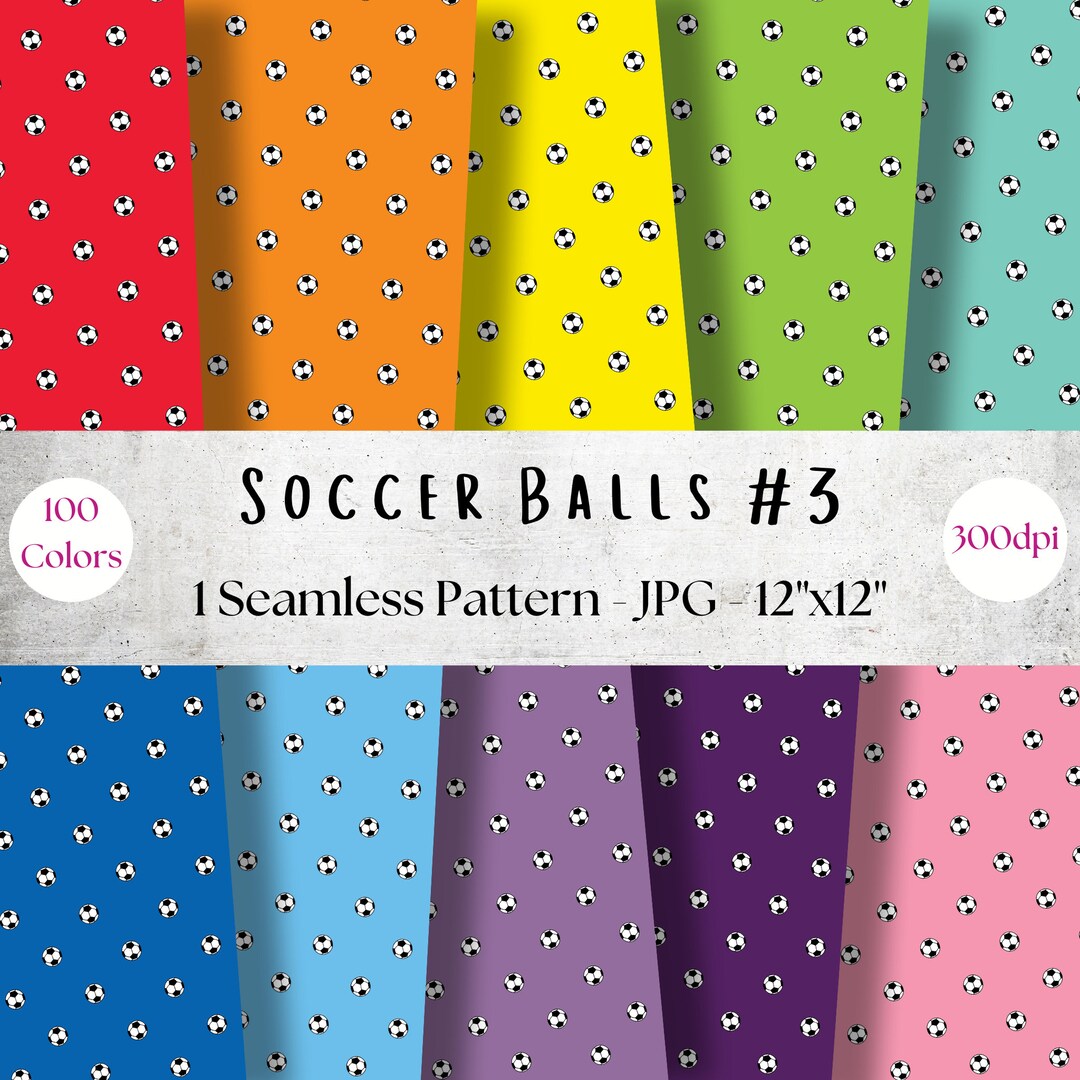 100 Seamless Small Soccer Ball Papers, 100 Colors, 12" X 12", 300 DPI ...