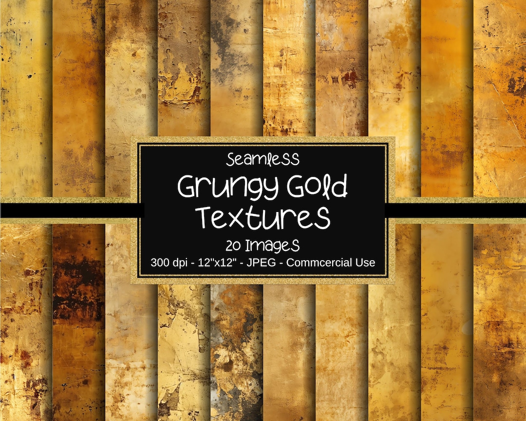 Distressed Gold Seamless Digital Paper, Gold Grungy Distressed Textures ...